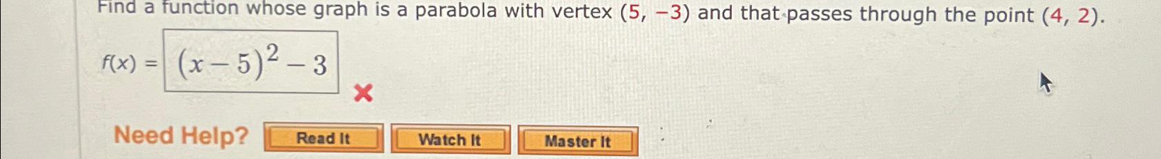 Solved Find a function whose graph is a parabola with vertex | Chegg.com