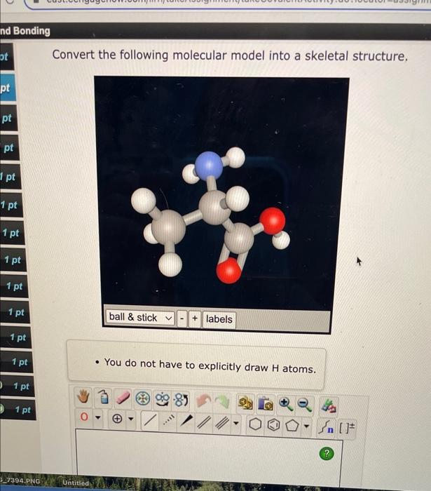 Solved Convert the following molecular model into a skeletal | Chegg.com