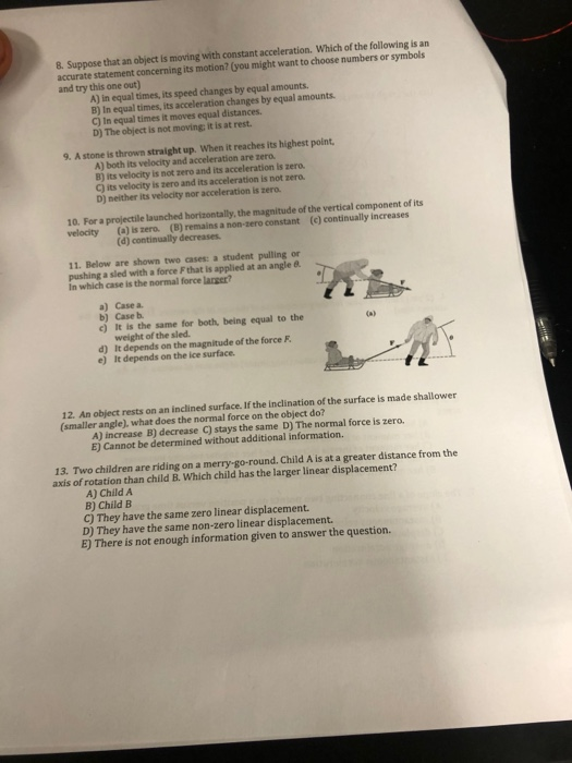 Solved Suppose That An Object Is Moving With Constant