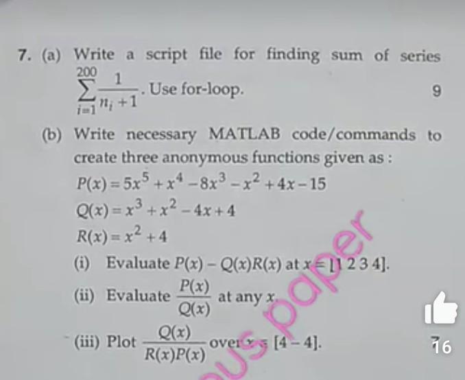 Solved (a) Write a script file for finding sum of series | Chegg.com