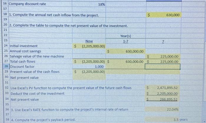 Solved please help with excel formulas not just the final | Chegg.com
