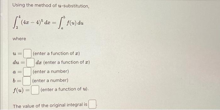 Solved Using the method of u-substitution, | Chegg.com