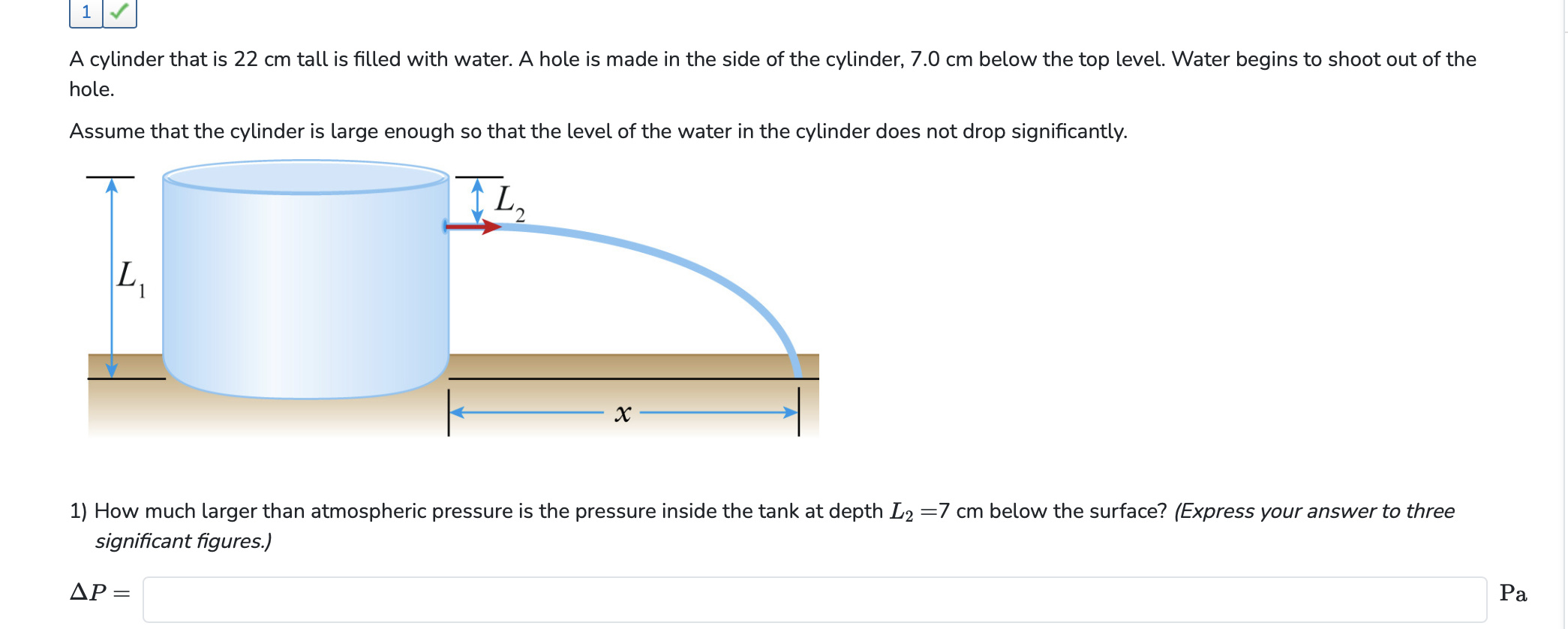 Solved A cylinder that is 22cm ﻿tall is filled with water. A | Chegg.com
