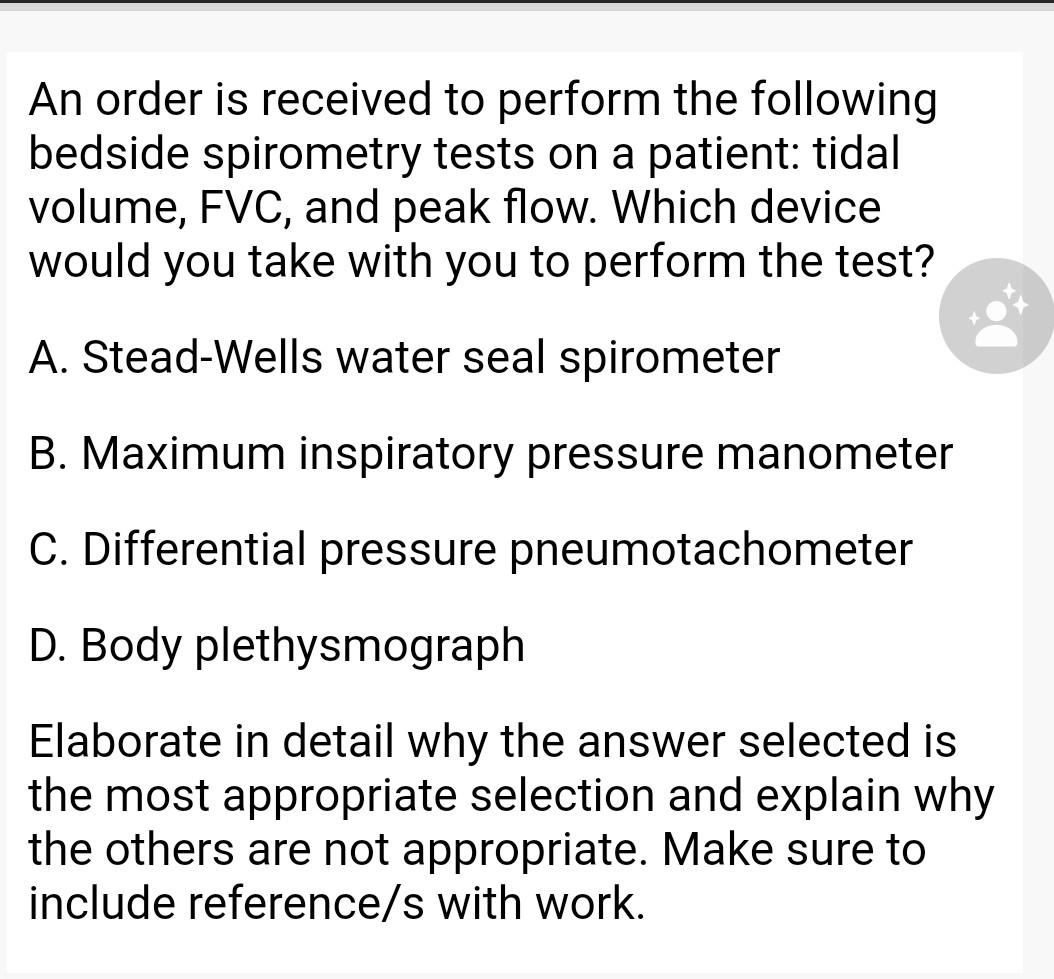 Solved An order is received to perform the following bedside | Chegg.com