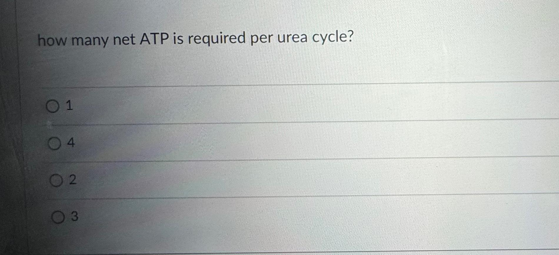 Solved how many net ATP is required per urea cycle? | Chegg.com