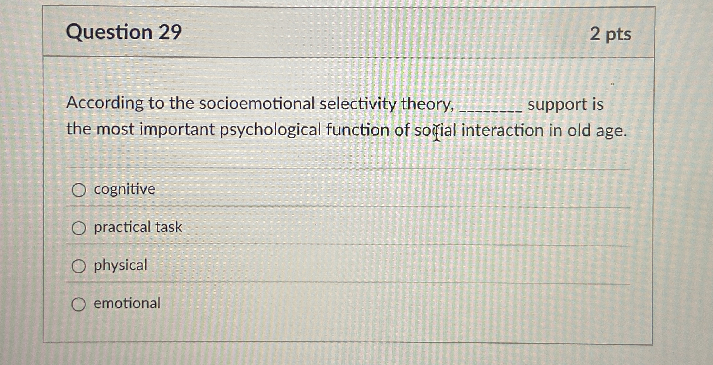 Solved Question 292 ﻿ptsAccording to the socioemotional | Chegg.com