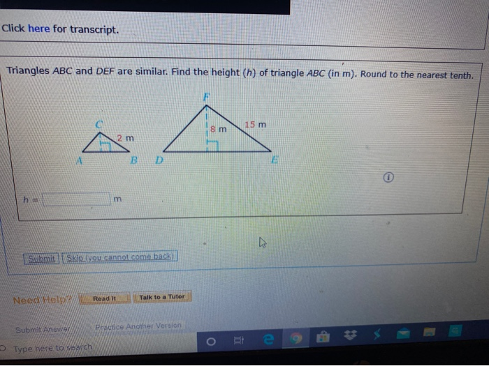 Solved Click here for transcript. Triangles ABC and DEF are | Chegg.com