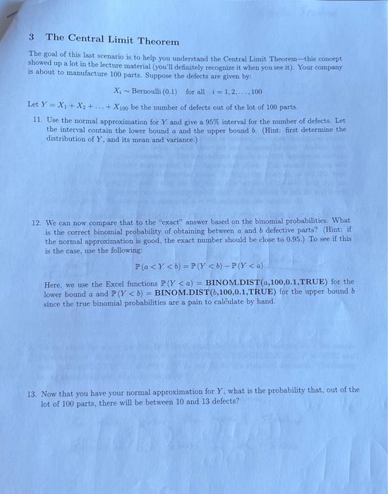Solved 3 The Central Limit Theorem The goal of this last | Chegg.com