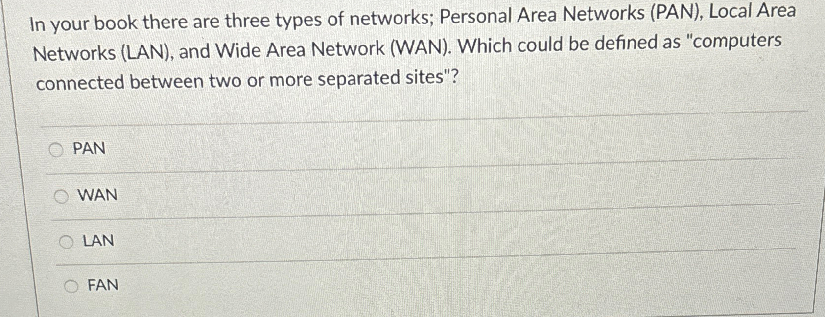 Solved In your book there are three types of networks; | Chegg.com