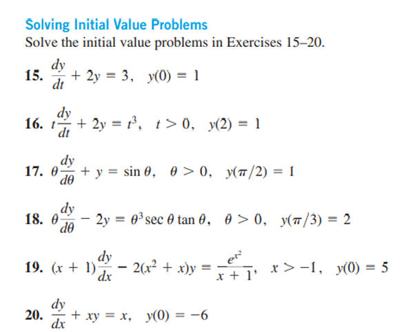Solved Solving Initial Value ProblemsSolve the initial value | Chegg.com