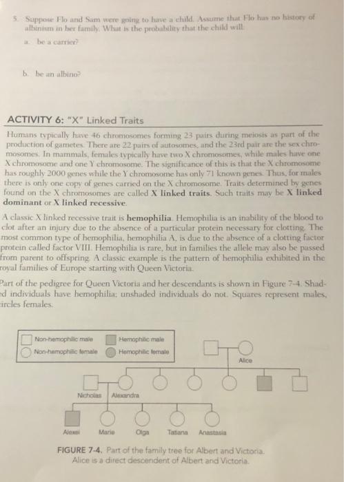 Solved Figure 7-3 shows a typical pedigree for albinism. | Chegg.com