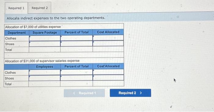 Solved Allocate indirect expenses to the two operating | Chegg.com