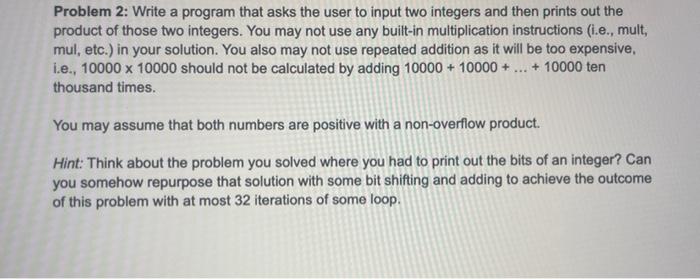 Solved Problem 2: Write a program that asks the user to | Chegg.com