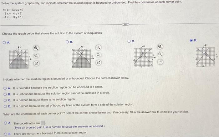 Solved Solve, the system graphically, and indicate whether | Chegg.com
