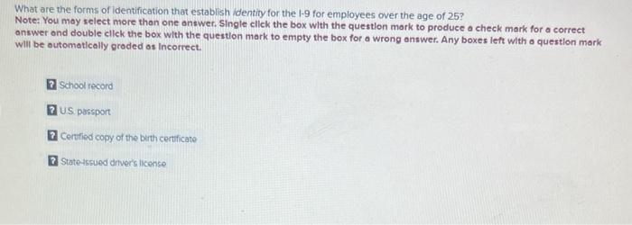 Solved What are the forms of identification that establish | Chegg.com