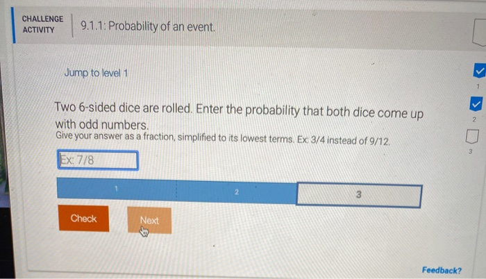 Solved CHALLENGE ACTIVITY 9.1.1: Probability of an event. | Chegg.com