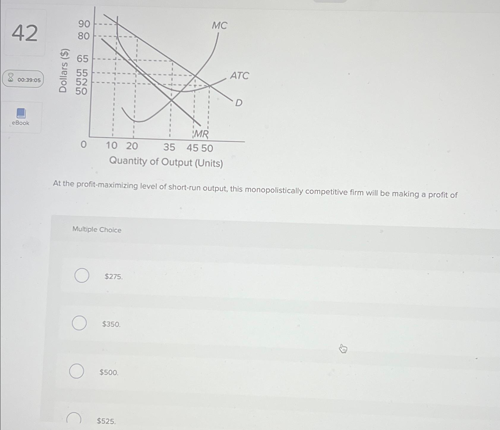Solved 42eBookAt the profit-maximizing level of short-run | Chegg.com