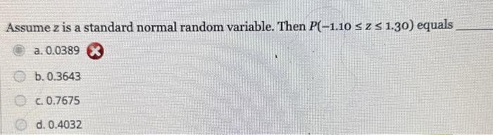 Solved Assume z is a standard normal random variable. Then | Chegg.com