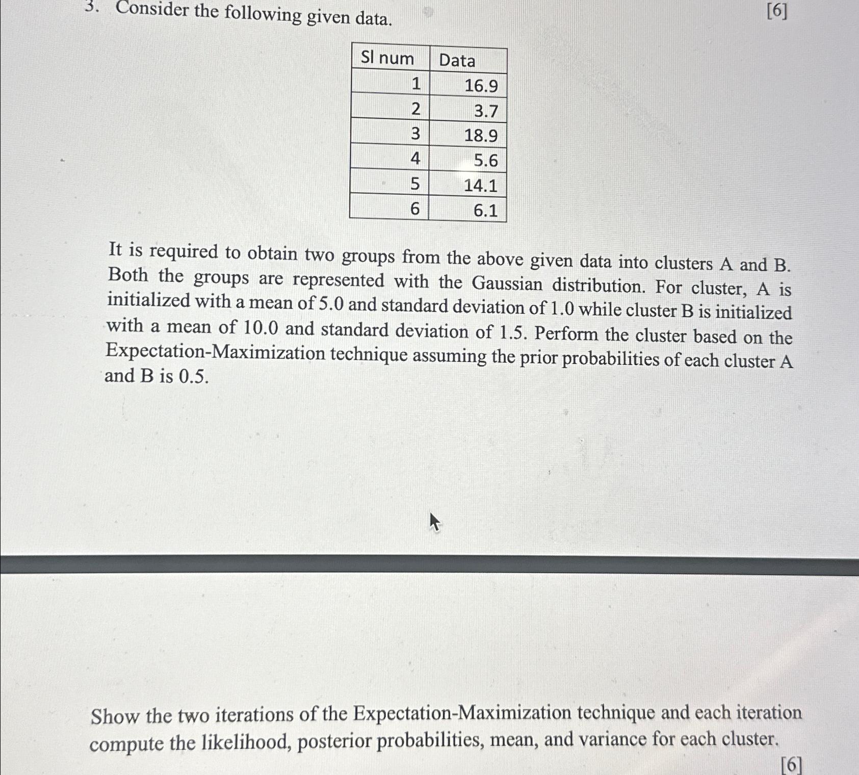 Solved Consider the following given data.[6]\table[[SI | Chegg.com