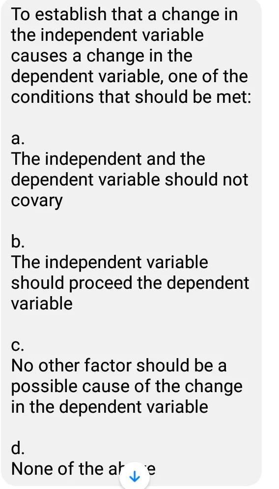 Solved To establish that a change in the independent | Chegg.com