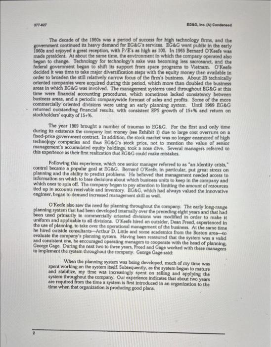 Solved EG\&G, Inc. (A) Condensed In 1974EG8G was enjoying | Chegg.com