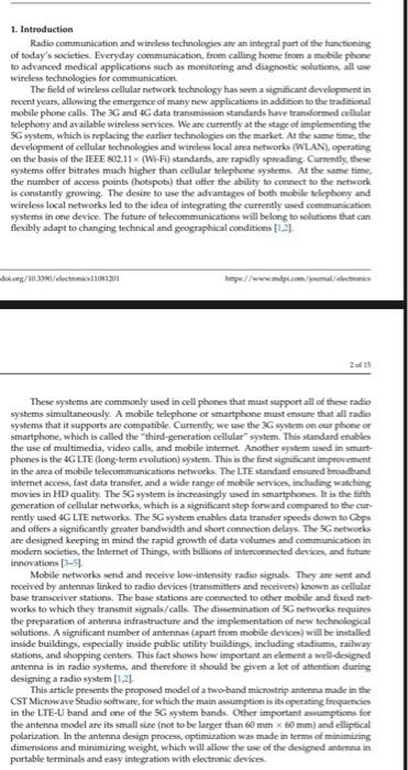 Solved 1. Introduction Radio coenmunication and wircless | Chegg.com