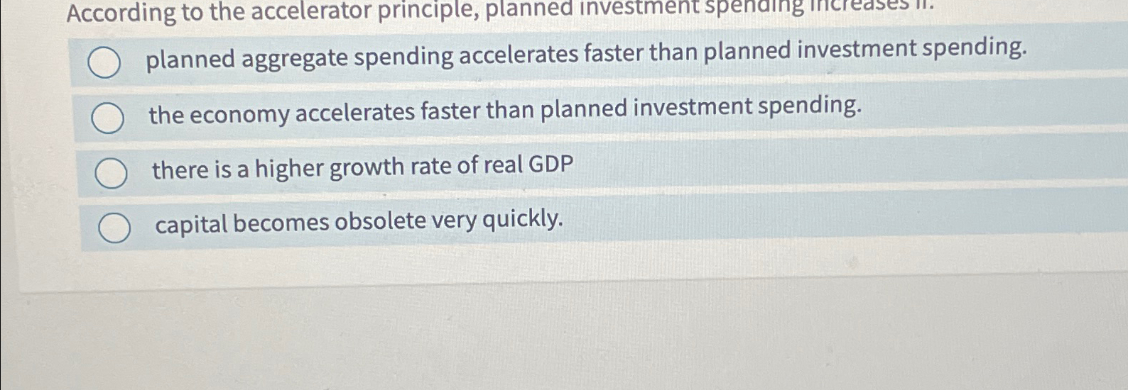 Solved According to the accelerator principle, planned | Chegg.com