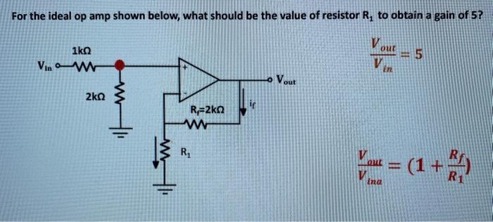 Solved For the ideal op amp shown below, what should be the | Chegg.com