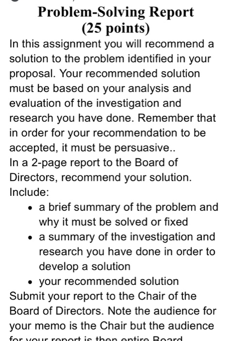Solved Problem-Solving Report (25 points) In this assignment | Chegg.com