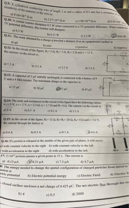 Solved Q.14: The emfs and resistances in the circuit of the | Chegg.com