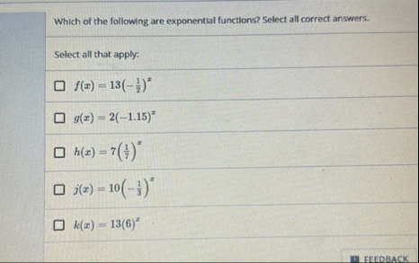 Solved Which of the following are exponential functions? | Chegg.com
