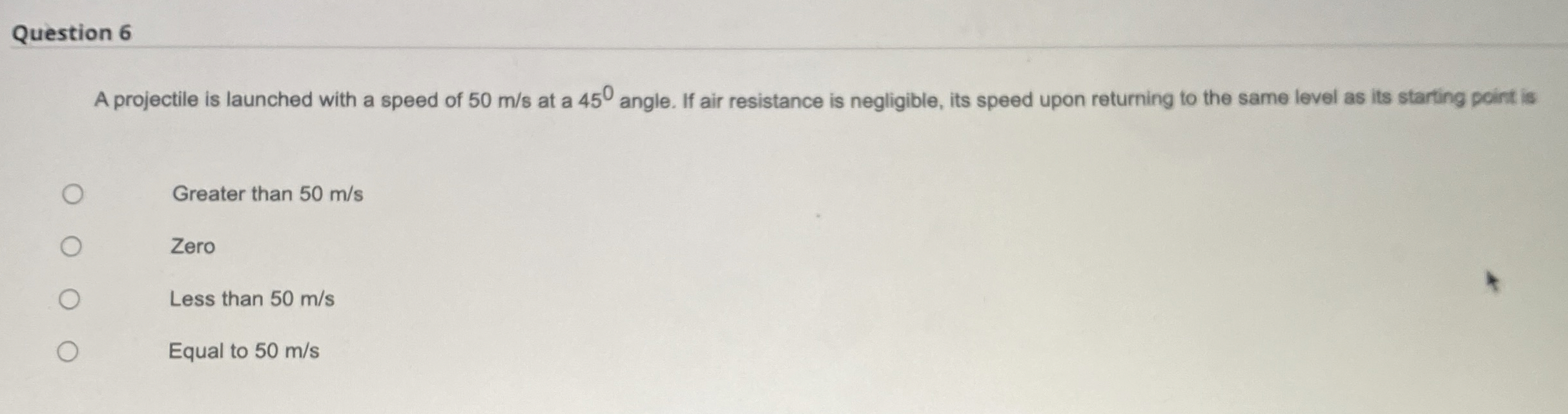 Solved Question 6A projectile is launched with a speed of | Chegg.com