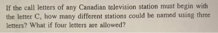 Solved If the call letters of any Canadian television | Chegg.com