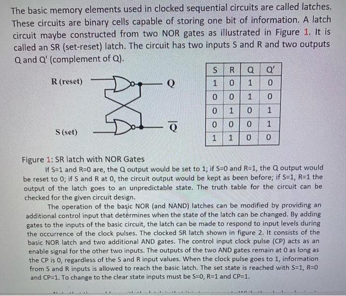 Solved The basic memory elements used in clocked sequential | Chegg.com