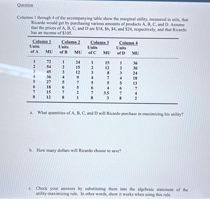 Solved Columns 1 through 4 of the accompanying table show | Chegg.com
