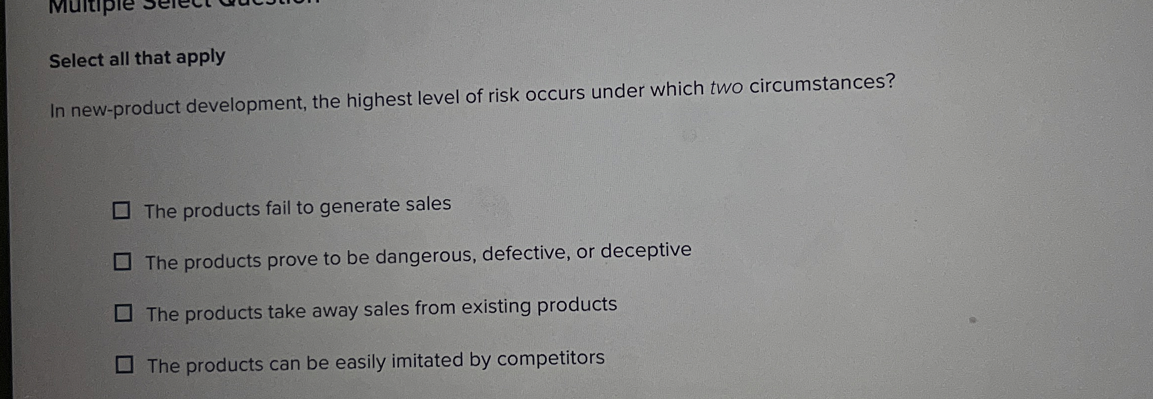Solved Select all that applyIn new-product development, the | Chegg.com