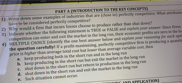 Solved PART A (INTRODUCTION TO THE KEY CONCEPTS) 1) Write | Chegg.com