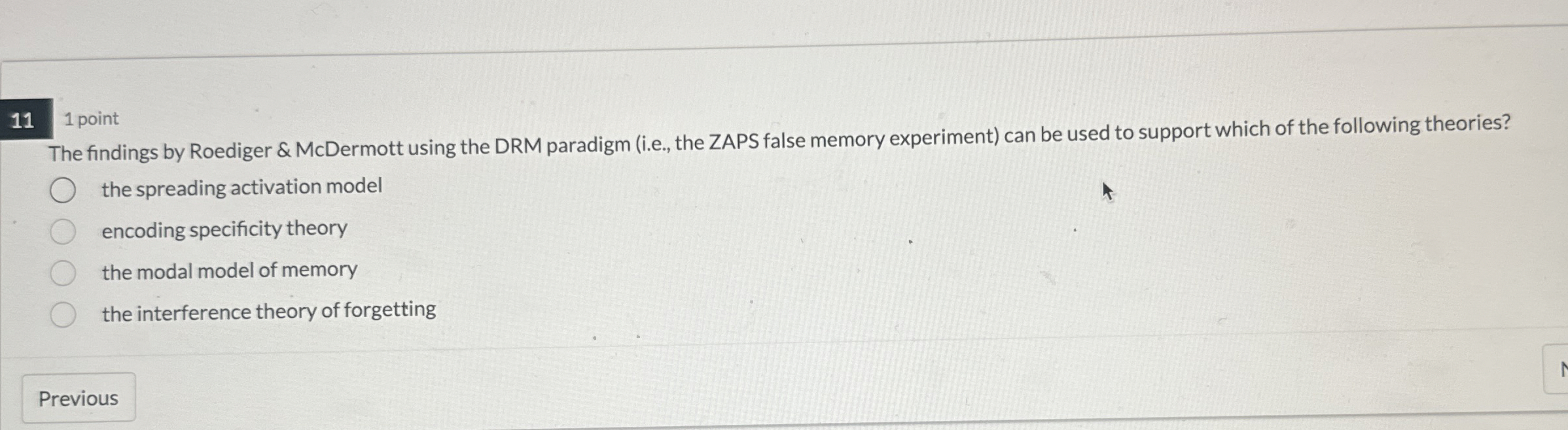Solved 1 ﻿pointThe findings by Roediger & McDermott using | Chegg.com