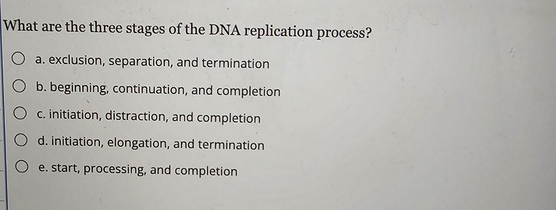 Solved What are the three stages of the DNA replication | Chegg.com