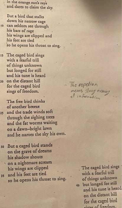 Solved 1 A free bird leaps on the back of the wind and | Chegg.com