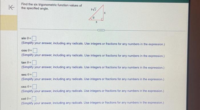 Solved Find the six trigonometric function values of the | Chegg.com