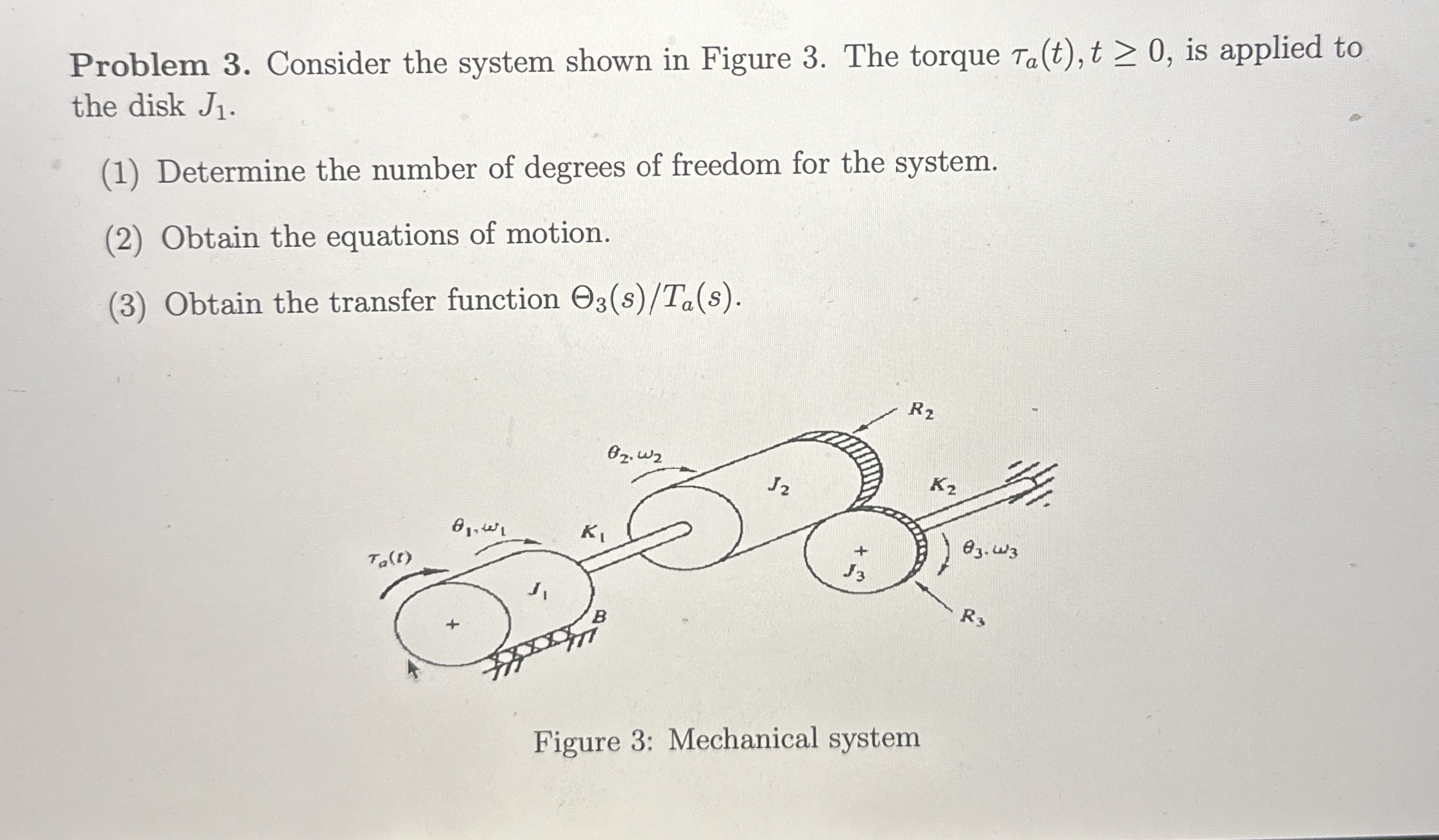 Solved Problem 3. ﻿Consider the system shown in Figure 3. | Chegg.com