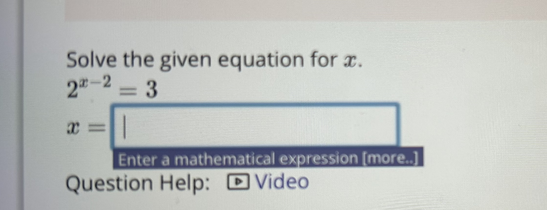 Solved Solve the given equation for x.2x-2=3x= | Chegg.com