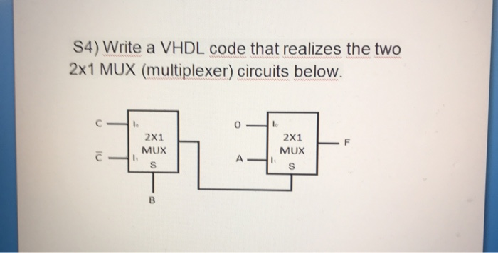 Solved S4 Write A Vhdl Code That Realizes The Two 2x1 Mux 