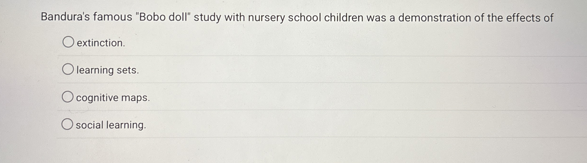 Solved Bandura's famous "Bobo doll" study with nursery | Chegg.com
