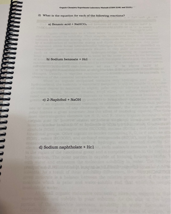 Solved 2) What is the equation for each of the following | Chegg.com