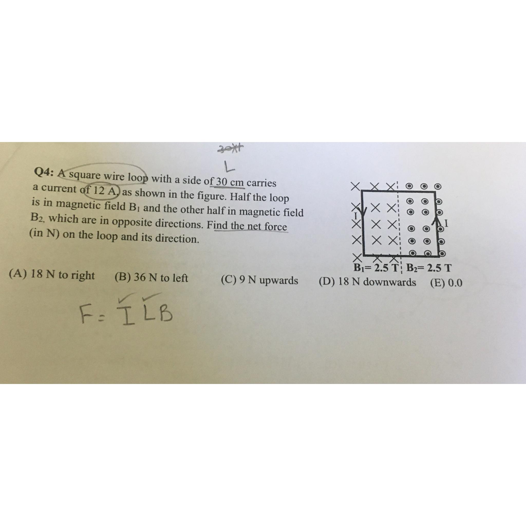 Solved Q4: A square wire loop with a side of 30cm ﻿carries a | Chegg.com