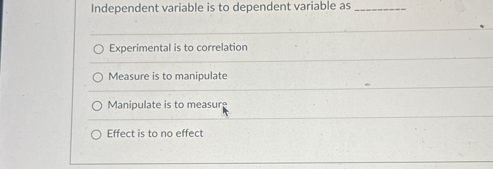 Solved Independent variable is to dependent variable | Chegg.com