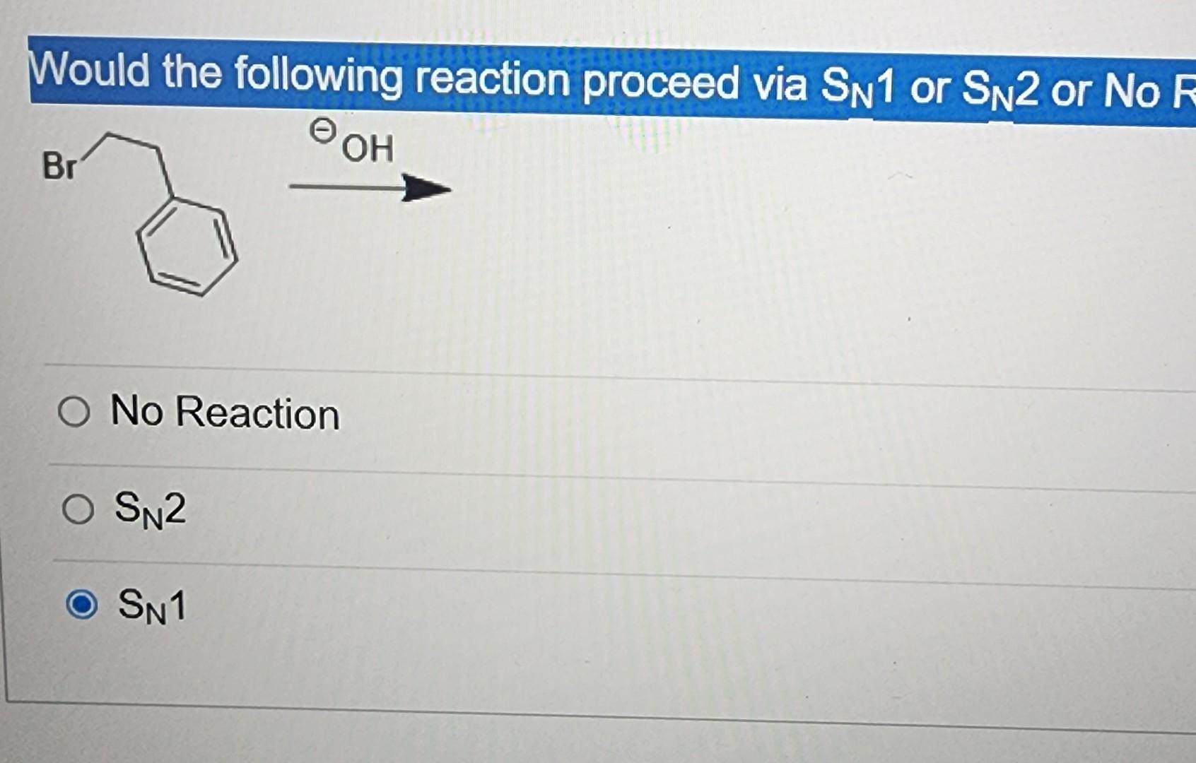 Solved Would the following reaction proceed via SN1 or SN2 | Chegg.com