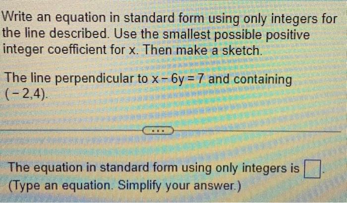 Solved Write an equation in standard form using only | Chegg.com